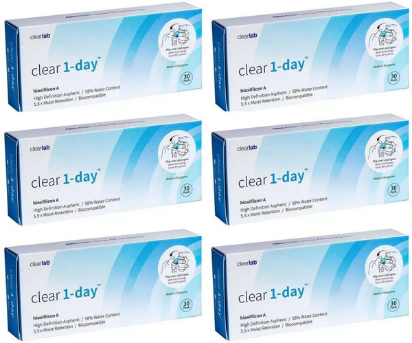 ClearLab Clear 1-Day -4.00 / 14.2 / 8.7, 180 штук (6 пачек по 30 линз ...