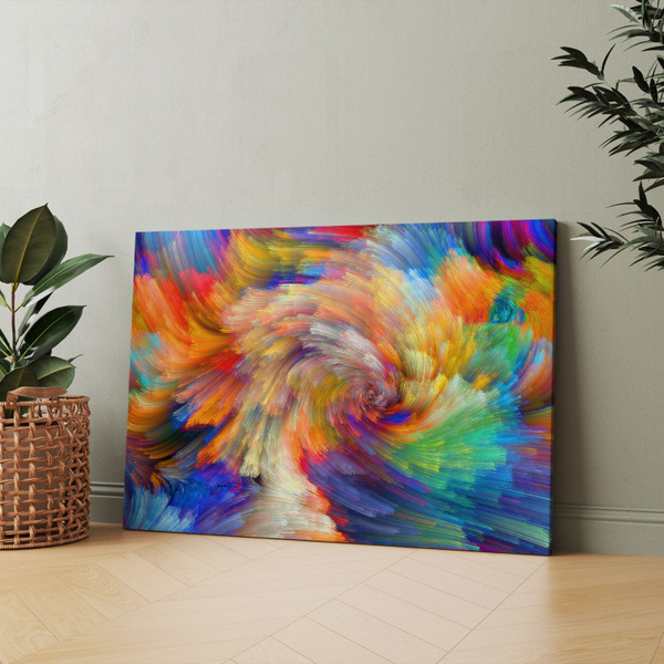 Картина на холсте (разноцветная абстракция краски из яркие) 80x100 см ...