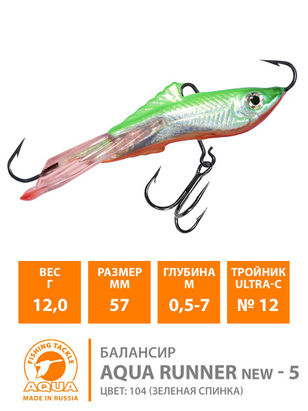 Балансир для зимней рыбалки AQUA Runner 57mm 12g. Приманка на окуня ...