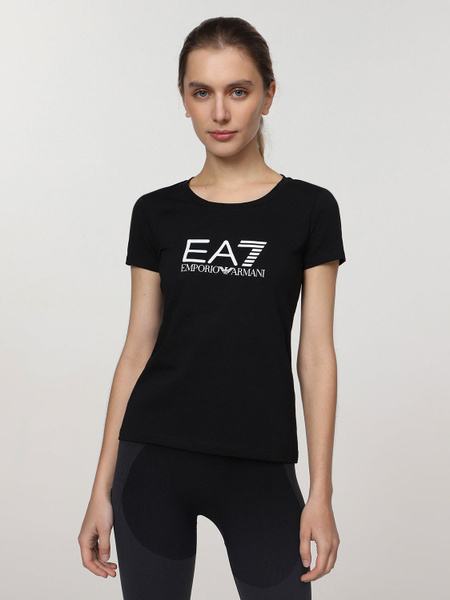 Футболка EA7, размер 42, 44, цвет черный, белый, 95% хлопок 5% эластан - купить по выгодной цене ...