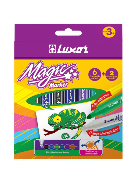 Фломастеры меняющие цвет Luxor "Magic", 06цв.+2, 8шт., картон ...