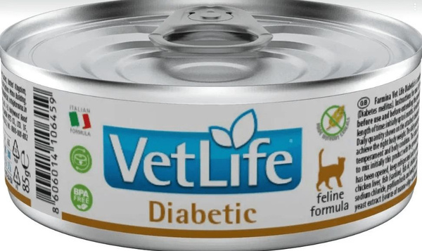 Консервы/влажный корм/паштет Farmina Vet Life Natural Diet Cat Diabetic ...