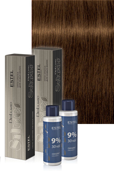 Estel DeLuxe Silver 6/74 Темно-русый коричнево-медный Крем-краска для седых волос 60 мл. - 2 шт ...