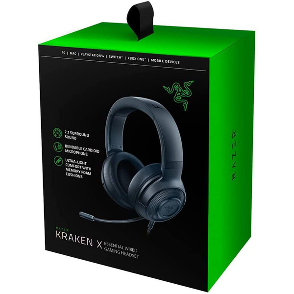 Игровые наушники Razer Kraken X Essential wired gaming headset, черный ...
