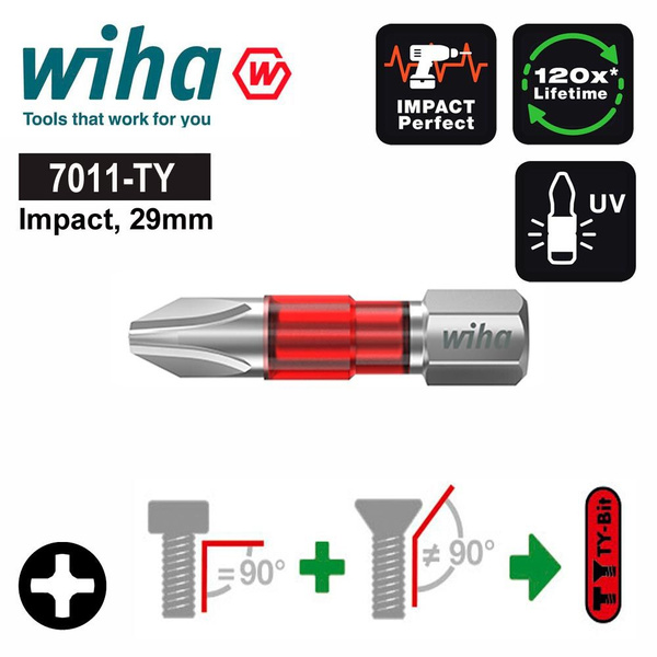 Бита PH1х 29мм Impact (ударная) TY-Bit (Universal) Wiha (1 шт.)7011TY ...