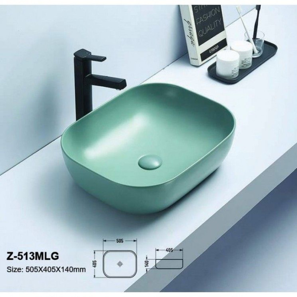 Раковина Zandini z511-516x50.5 см, зеленый купить по доступной цене с доставкой в интернет ...