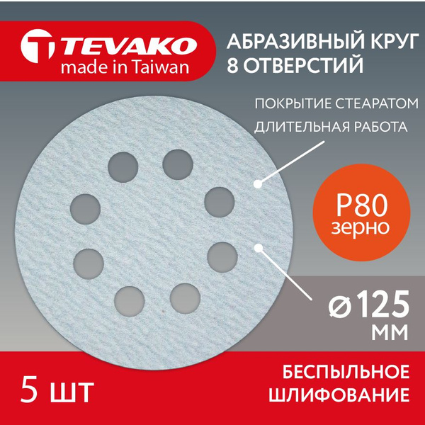 Круг полировальный Tevako 125 мм P80 Ручной шлифовальный блок ...