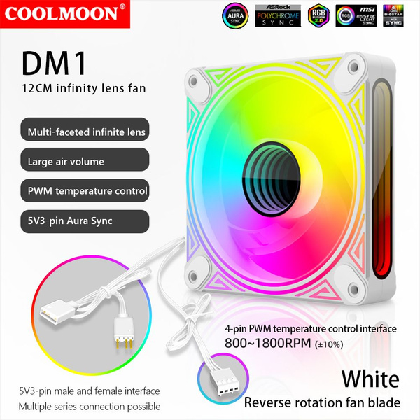 COOLMOON DM1 5V 3PIN ARGB 12V 4PIN PWM Светящийся вентилятор для ...