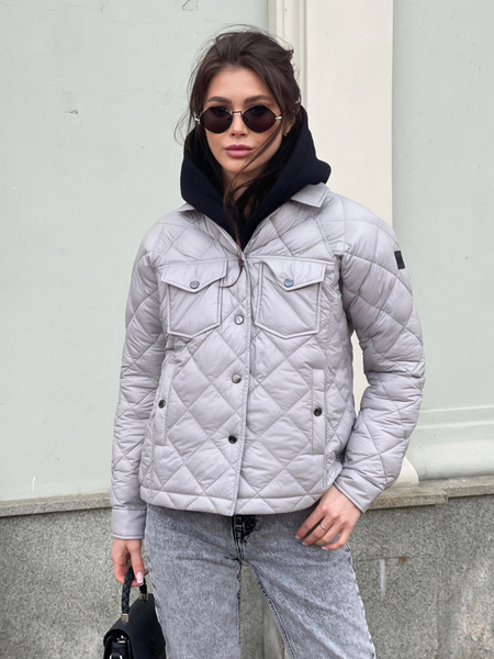 Куртка Женский Fergo Карманы светло-серый Полиэстер, размер 50 Длинный ...