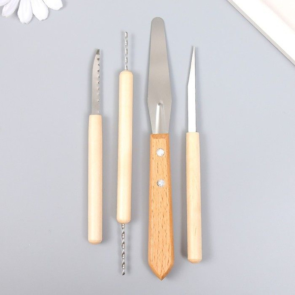 Инструменты для работы с глиной набор 4 шт h-12,5 13,5 17 и 17,5 см - купить с доставкой по ...