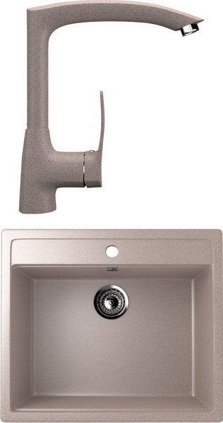 Комплект Мойка кухонная Ulgran U-104 -302 песочная / Смеситель U-005 -302 песочный - купить с ...