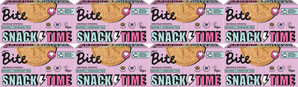 Крекеры Take a Bite Snack & Time овсяные ваниль с семенами чиа ...