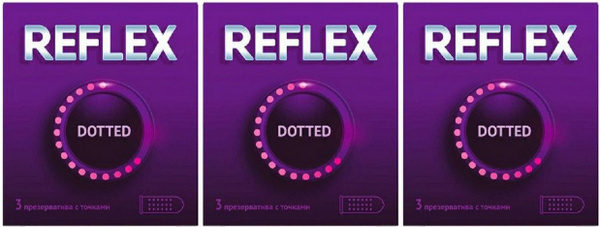 Презервативы Reflex Dotted точечные, комплект: 3 упаковки по 3 шт - купить с доставкой по ...