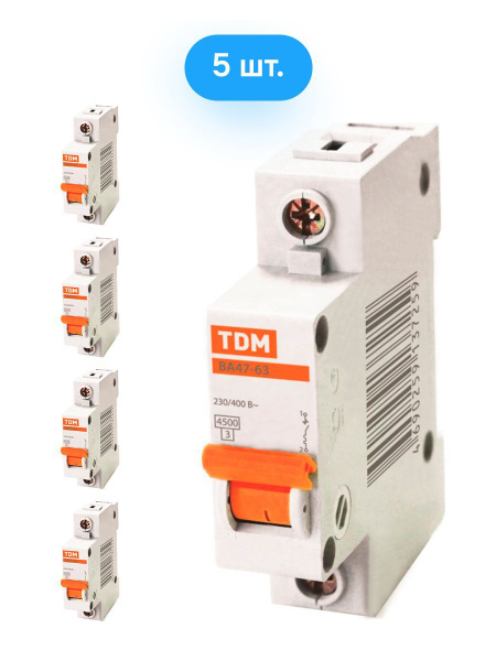 Купить Автоматический выключатель TDM Electric ВА47-63 1P 63А ...