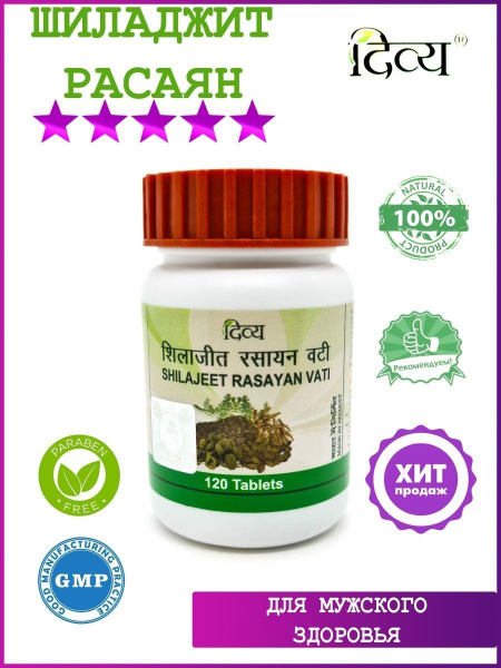 Divya Pharma Шиладжит Расаян Вати (Shilajeet Rasayan Vati), 120 таб ...