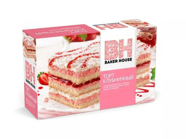 Baker House Торт бисквитный Виттория клубника 350 гр. - купить с ...