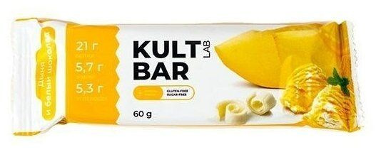 Батончик протеиновый Kultlab Kult Bar, Белый шоколад - Дыня, 20 шт х 60 ...