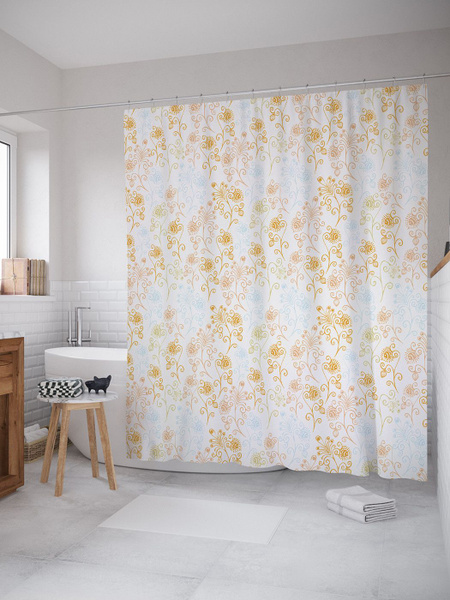 Штора для ванной 200x180 см JoyArty ширма плотные ширина 180 высота 200 для бани санузлов дома ...