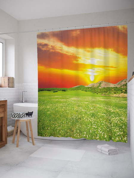 Штора для ванной 200x180 см JoyArty ширма плотные ширина 180 высота 200 для бани санузлов дома ...