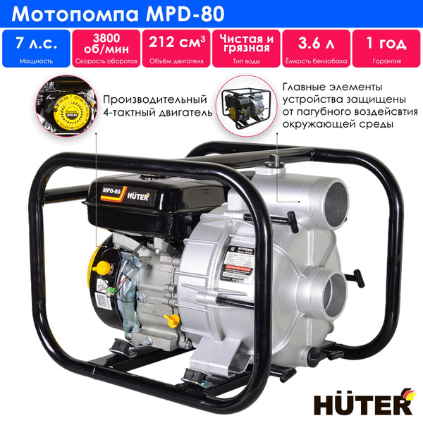 Мотопомпа Huter MPD - купить по выгодной цене в интернет-магазине OZON (1482694015)