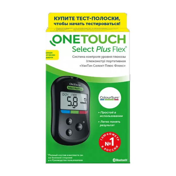 Глюкометр One Touch Select Plus Flex + ручка для прокола и ланцеты, 10 ...