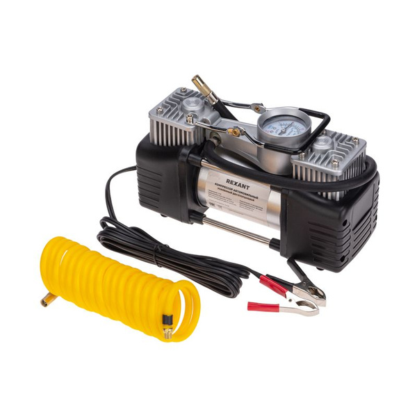 Компрессор автомобильный REXANT 80-0524 усиленный двухпоршневой в кейсе с набором инстр. 60л/мин ...