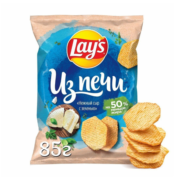 Картофельные чипсы "Из печи", Lay's, 85 г, Нежный сыр с зеленью - купить с доставкой по выгодным ...