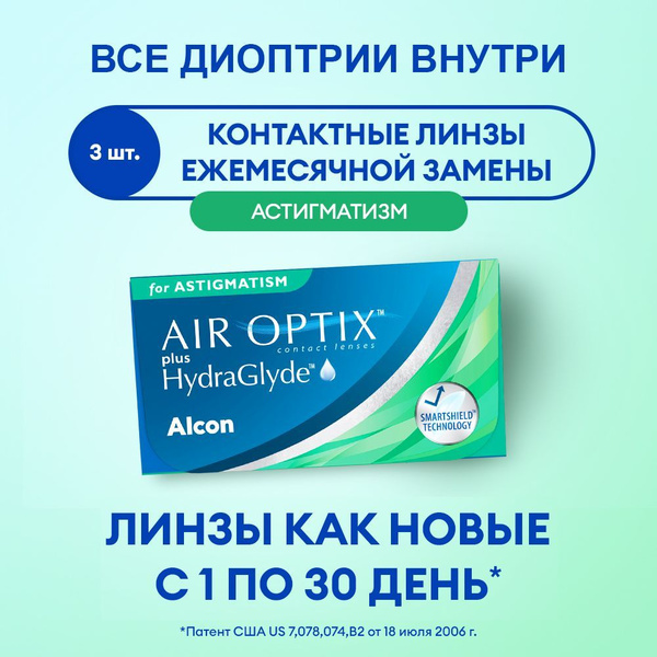 Астигматические линзы ALCON, Air Optix Plus HydraGlyde For Astigmatism ...