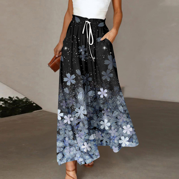 Юбка Женский HXD синий Политекс, размер 52 Макси прямой купить c доставкой на OZON по низкой ...