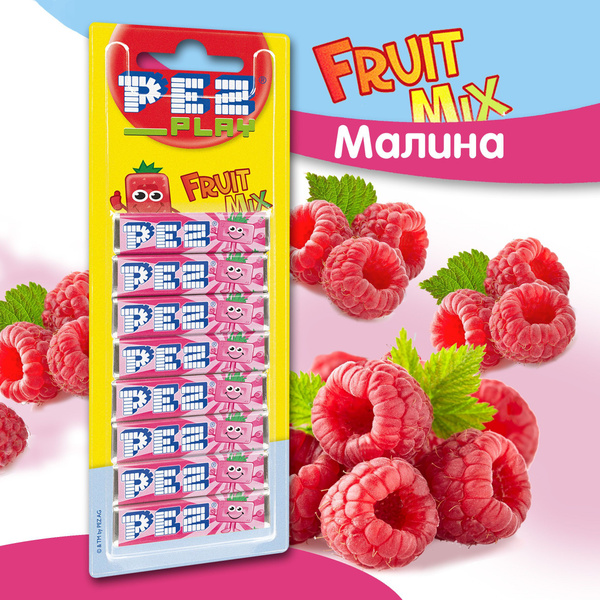Pez конфета со вкусом малины, 8 шт в блистере. Подходит для дозаторов ...