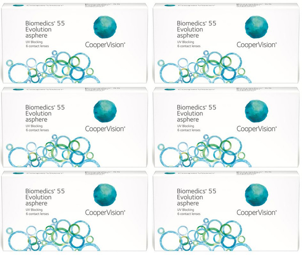 Biomedics 55 Evolution -2.50 / 14.2 / 8.6, 36 штук (6 пачек по 6 линз ...