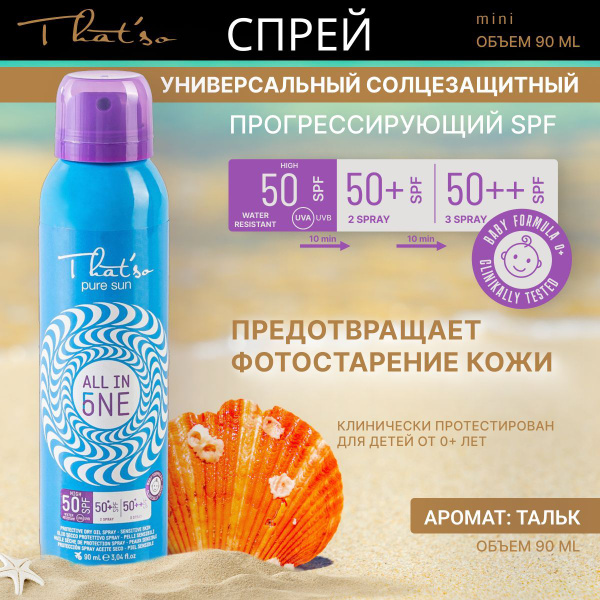 Универсальный солнцезащитный спрей SPF 50++ That'so ALL IN ONE SPF 50 ...