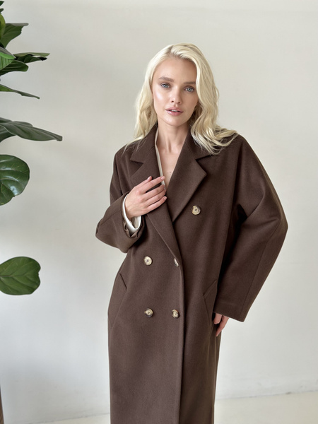 Пальто My Atelier Dress, Демисезон, размер 46, 44, цвет коричневый ...