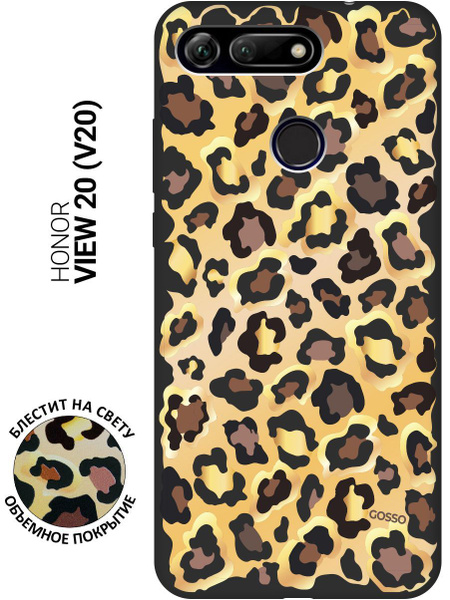 Ультратонкая защитная накладка Soft Touch для Honor View 20 (V20) с 3D принтом "Cheetah" черная ...