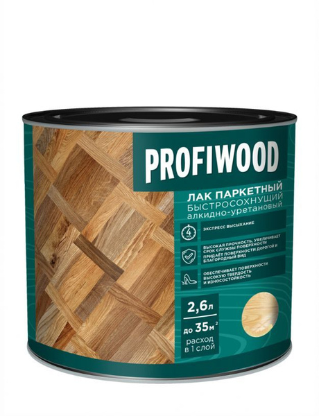 Лак строительный Profiwood, основа Алкидно-акриловая, работы Наружные ...