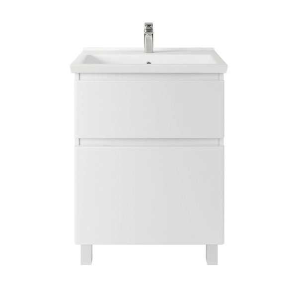 Тумба напольная SanStar Riana 60 с раковиной Миранда 60 (комплект) для ванной комнаты, белая ...