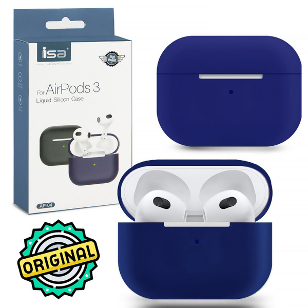 Силиконовый чехол для наушников AirPods 3 темно синий / чехол на ...