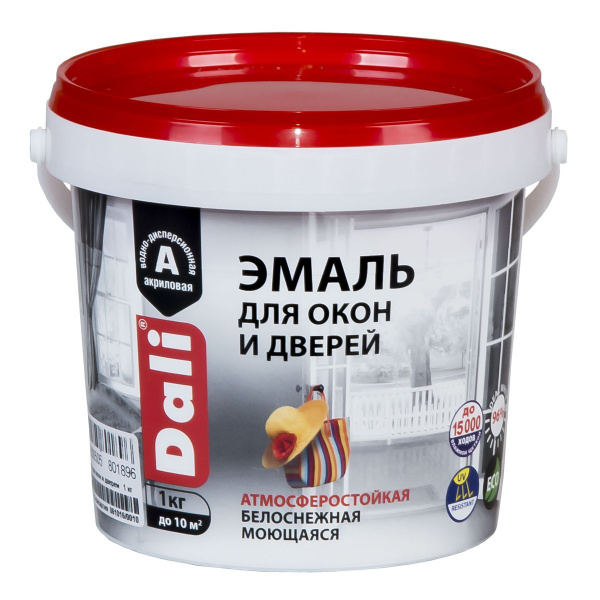 Эмаль DALI для окон и дверей 1л Гладкая, Акриловая, Полуматовое ...