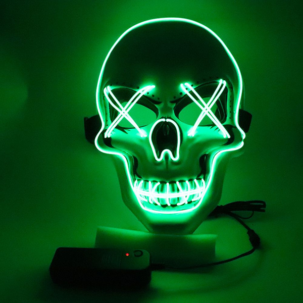 Маска для Хэллоуина, светодиодная страшная вспышка, маска EL Line Light ...