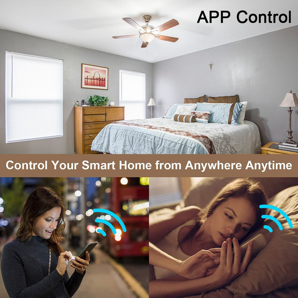 Wi-Fi Smart Fan Сенсорный выключатель Стеклянная панель Совместимость с ...