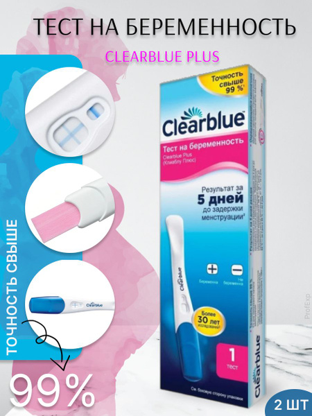 Clearblue Тест на беременность Plus 1 шт, 2 уп/ - купить с доставкой по выгодным ценам в ...