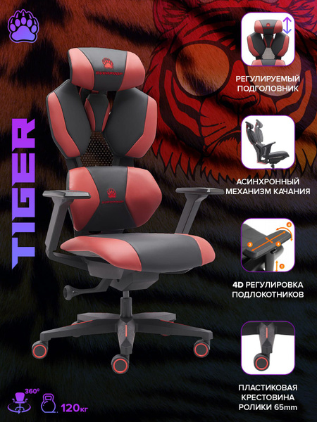 Игровое компьютерное кресло Everprof Tiger_Черный, Красный_Экокожа - купить по выгодным ценам в ...
