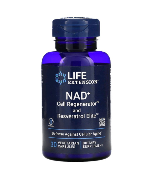 Life Extension, Nad + Cell Regenerator and Resveratrol Elite, 30 капсул ...