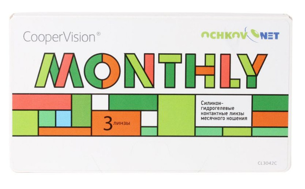 Контактные линзы Ochkov.Net Monthly (CooperVision Biofinity) Comfilcon A , 3 шт +3 Радиус ...