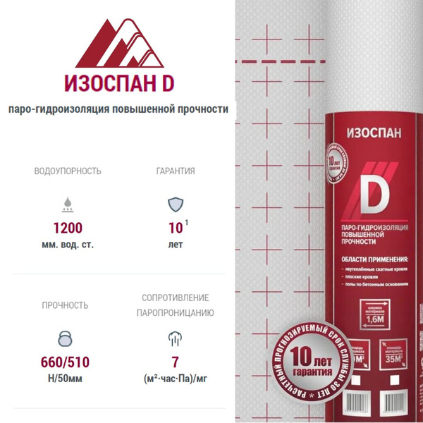 Изоспан D 70 м.кв. универсальная пленка парогидроизоляционная ...