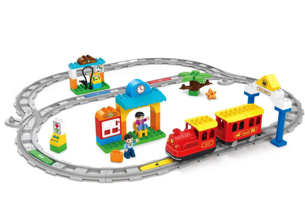 Конструктор JDLT Поезд со станцией и заправкой, со светом, звуком и сенсорами управления, 81 ...