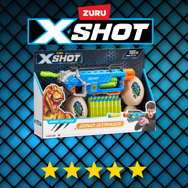 Игрушечный бластер ZURU X-Shot dino striker с мишенью динозавр пистолет ...