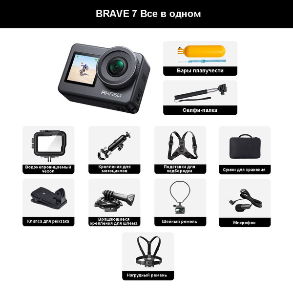 Экшн-камера Akaso Brave7 купить по выгодной цене в интернет-магазине ...