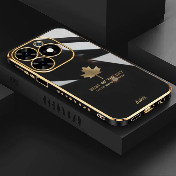 Силиконовый Чехол на Tecno Spark Go 2024 Spark 20c Pop 8 Техно Спарк Го 2024 с золотой рамкой