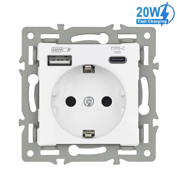 Характеристики Механизм розетки (без рамки) с Usb/Type-C АC, быстрая ...